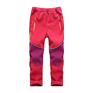 Toomett Kids Snow Ski Pants Hiking Boys Girls Outdoor Waterproof Windproof Fleece Warm Snowboard Pants,1510,Red/Purple,5 Years