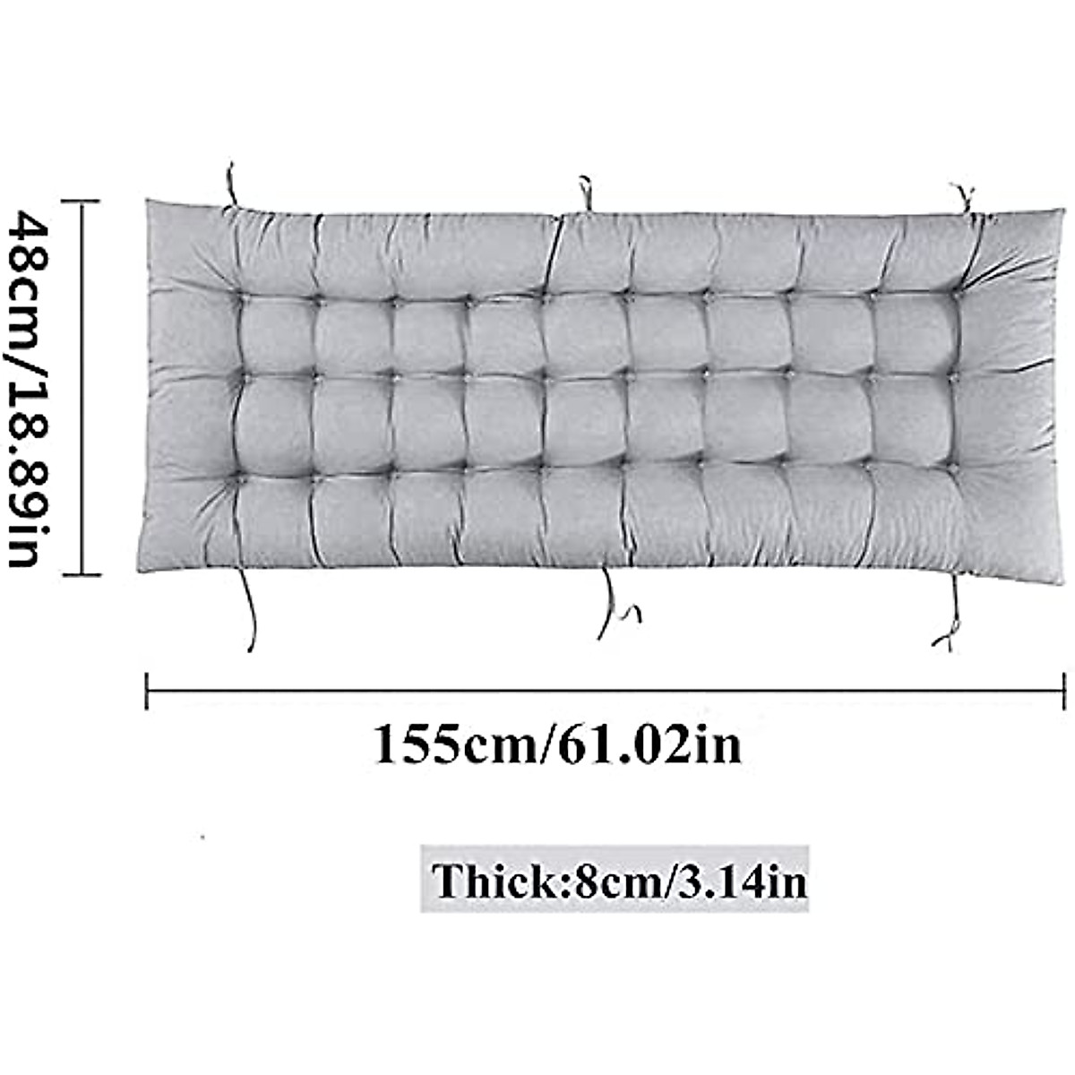 CLLC Sun Lounger Chair Cushions, Sundlight Patio Cushions Chaise Outdoor Mattress Recliner Quilted Thick Padded Seat Cushion Reclining Chair Rocking with Ties (Navy Blue, 155x48x8cm/61x18.89x3.14in)