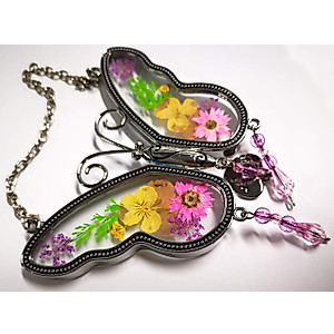 KOLIN Mom Butterfly Mother Suncatcher with Pressed Flower Wings - Butterfly Suncatcher - Mom Gifts Gift for Mother's Day