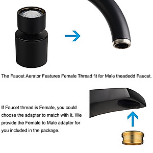 Hibbent NSF/ANSI/CAN 61 Certified Faucet Aerator, 360 Degree Swivel Kitchen Sink Aerator, CUPC Certification Dual-function Sprayer Faucet Replacement Part 55/64 Inch Female Thread - Matte Black