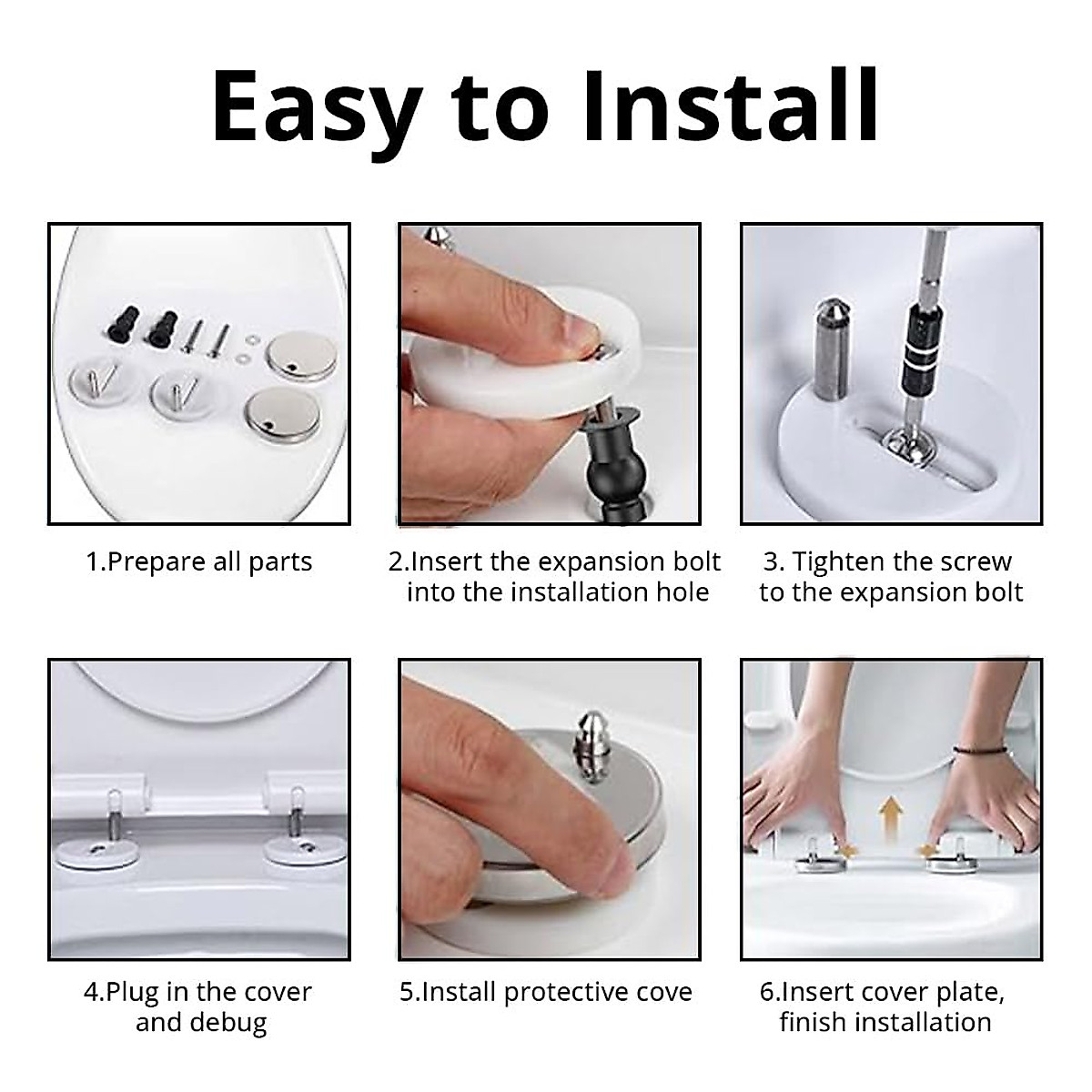 Generic Soft Close Toilet Seat, Toilet Seat with Quick Release for Easy Clean, Oval Shape Toilet Seat for Standard Size, Universal and Durable Toilet Seats, Toilet Seat with Adjustable Hinges, White