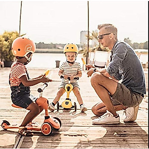 Scoot & Ride - Highwaykick 1 Children Adjustable Seated or Standing 2-in-1 Scooter Including Safety Pads (Lemon) - for Ages 1-5