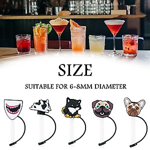 1 Piece Cute Drinking Straw Caps Cover for 6-8 mm Reusable Drinking Straw Tips Lids Dust-Proof Straw Plugs Dog Cat Shape Straw Protector