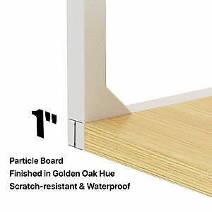 Mt.Jun Heavy-Duty Desktop Printer Stand - 2-Tier Organizer, 18" W x 12" D x 11" H, White Iron Tube Frame and Golden Oak Colored Panel, Supports 50 lbs