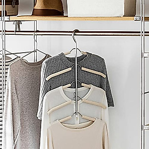 JFFLYIT Blouse Tree Hangers Multi-Layer Clothes Hangers 3 Pack 5 in 1 Non Slip Space Saving Closet Organizer Stainless Steel Shirt Hangers Coats Hangers(3 Pack)