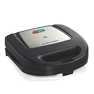 Hamilton Beach Electric Sandwich Maker Toaster with Nonstick Plates Makes Omelets and Grilled Cheese, 4 Inch, Easy to Store, Black (25430)