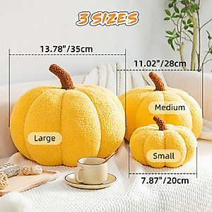 Eoieov Fall Pumpkin Decoration Pillows for Bed Sofa Plush Pumpkin Pillows Halloween Decorations for Home Couch Car and Bedroom Playroom,Caramel,11"