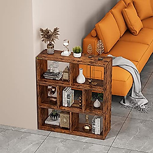 ALISENED 7-Cube Storage Shelf Organizer Bookshelf System, Modern Bookcase Open Standing Book Shelving Cabin, Wooden Bookshelf Display Cube Shelves Compartments