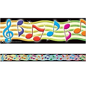Teacher Created Resources Musical Notes Straight Border Trim, Multi Color (5155)