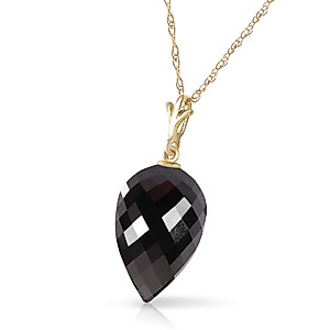 Galaxy Gold GG 14k 24" Yellow Gold Necklace with Natural Pointy Briolette Drop Black Spinel Pendant