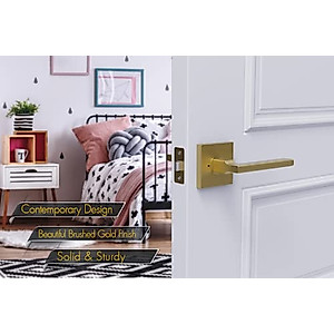 Avalon 0730 - Modern Gold/Satin Brass Door Handles Levers Hidden Screws Privacy/Passage in Brushed Gold/Satin Brass Finish
