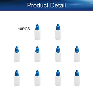 Bettomshin 10Pcs 30ml PE Plastic Squeezable Eye Liquid Dropper Bottles Thin Mouth Lab Reagent Bottle Liquid Sample Seal Sample Storage Translucent Bottle with Blue Cap