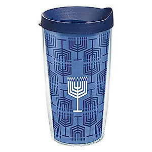 Tervis Chanukah Hanukkah Menorah Pattern Made in USA Double Walled Insulated Tumbler Travel Cup Keeps Drinks Cold & Hot, 16oz, Classic