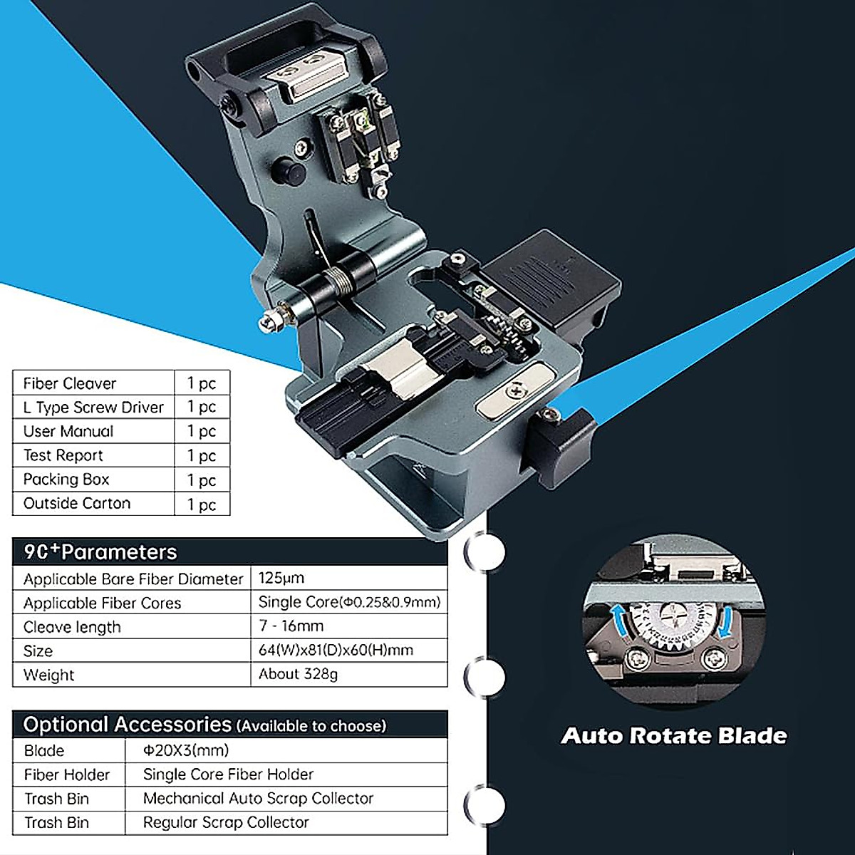 D YEDEMC 2024 New Mode 9C+ High Precision Fiber Cleaver with 24 Surface Blade and 3 in 1 Fiber Holder Automatic Return Knife FTTH Tooll