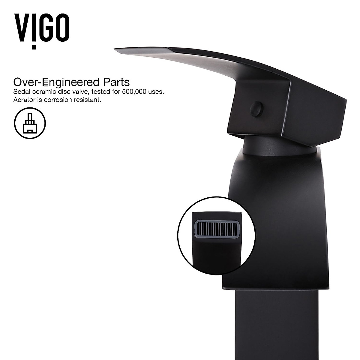VIGO VG03007MB Duris Brass Bathroom Single Handle Seven Layer Plated Lavatory Vessel Faucet with Matte Black Finish for Vessel Sink