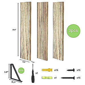 Fixwal Floating Shelves, 36 Inch Wall Bookshelf Set of 3, Large Floating Book Shelves for Wall Decor, Rustic Wood Wall Storage Shelves for Bedroom, Living Room, Kitchen, Bathroom (Carbonized Black)