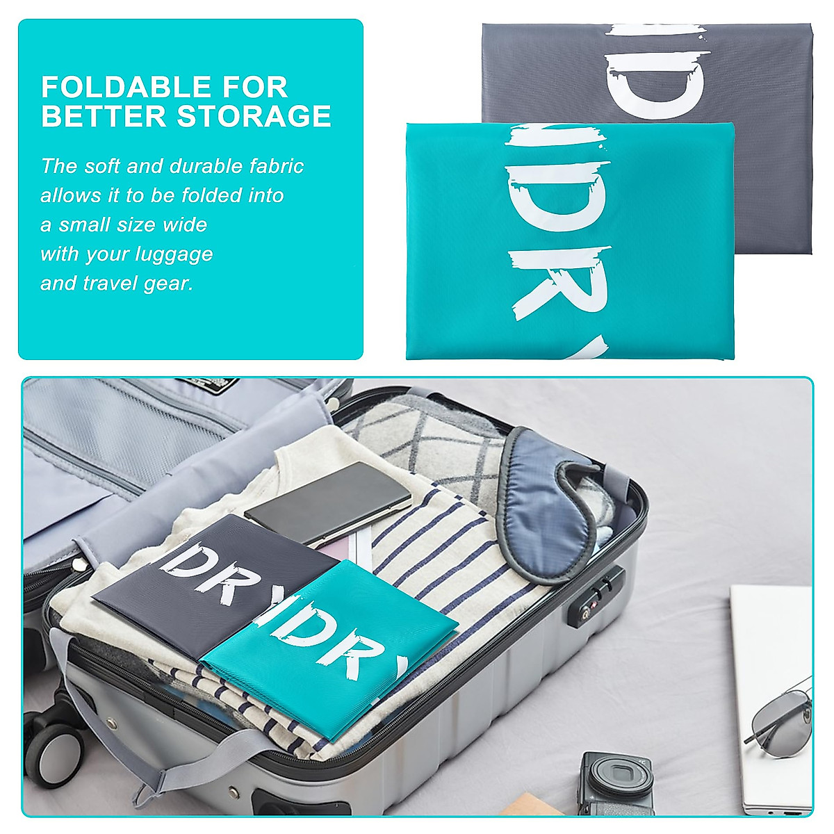 2 Pack XL Travel Laundry Bag, Machine Washable Dirty Clothes Organizer with Drawstring，Large Enough to Hold 4 Loads of Laundry, Easy Fit a Laundry Hamper or Basket Travel Essentials 24" x 36"