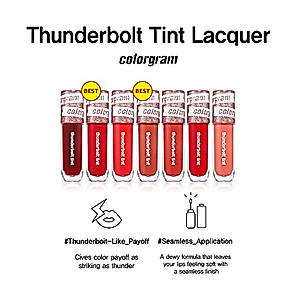 COLORGRAM Thunderbolt Tint Lacquer #02 Heart Tok | Highly Pigmented, Long Lasting, Moisturizing Lip Stain, Buildable and Blendable Lip Tint (0.2 fl.oz)