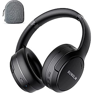Hybrid Active Noise Cancelling Headphones, Wireless Over Ear Bluetooth Headphones with Microphone, 100H Playtime, Foldable Headphones with HiFi Audio, Deep Bass, Hard Case for Home Travel Office