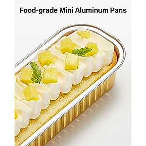 Kootek Mini Loaf Pans with Lids, 50 Pack Disposable Rectangle Mini Aluminum Foil Cake Pans Tins for Baking Mini Loaf Brownie Bread Cake Ramekins