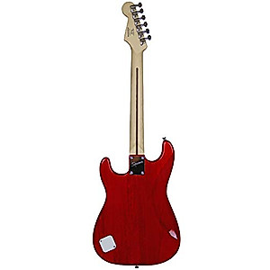 Squier by Fender Short Scale Stratocaster Pack with Frontman 10G Amp, Cable, Strap, and Picks - Red