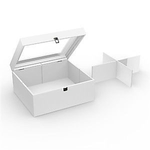 Wooden Storage Box for Clothing, Mail, Arts and Crafts, Photo, By Stony-Edge, 15″x13″x7″ (White)