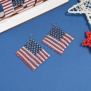 Madison Tyler Americana Collection USA Stars | Stripes Flag Chain Stud Earrings for Women