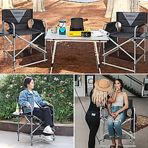 BAYIEIUI Medium Tall Folding Directors Chair with Side Table Storage Pocket Portable Camping Makeup Artist Bar Chair Supports 400 lbs 22.44" Seat Height