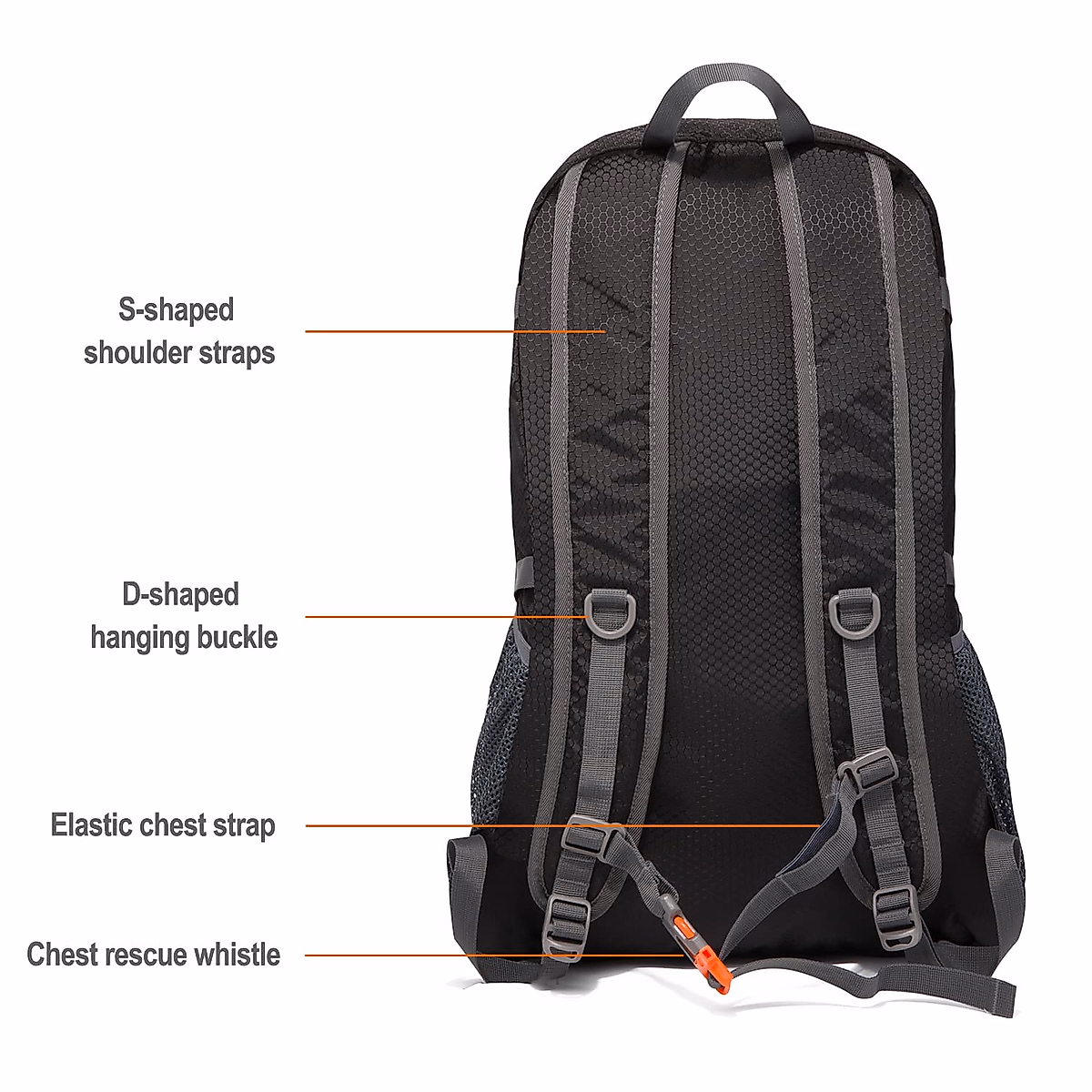 vimapo Packable Lightweight Backpack 40L, Ripstop Nylon Foldable Traveling Daypack, Collapsible Hiking Backpack For Outdoor(Black)