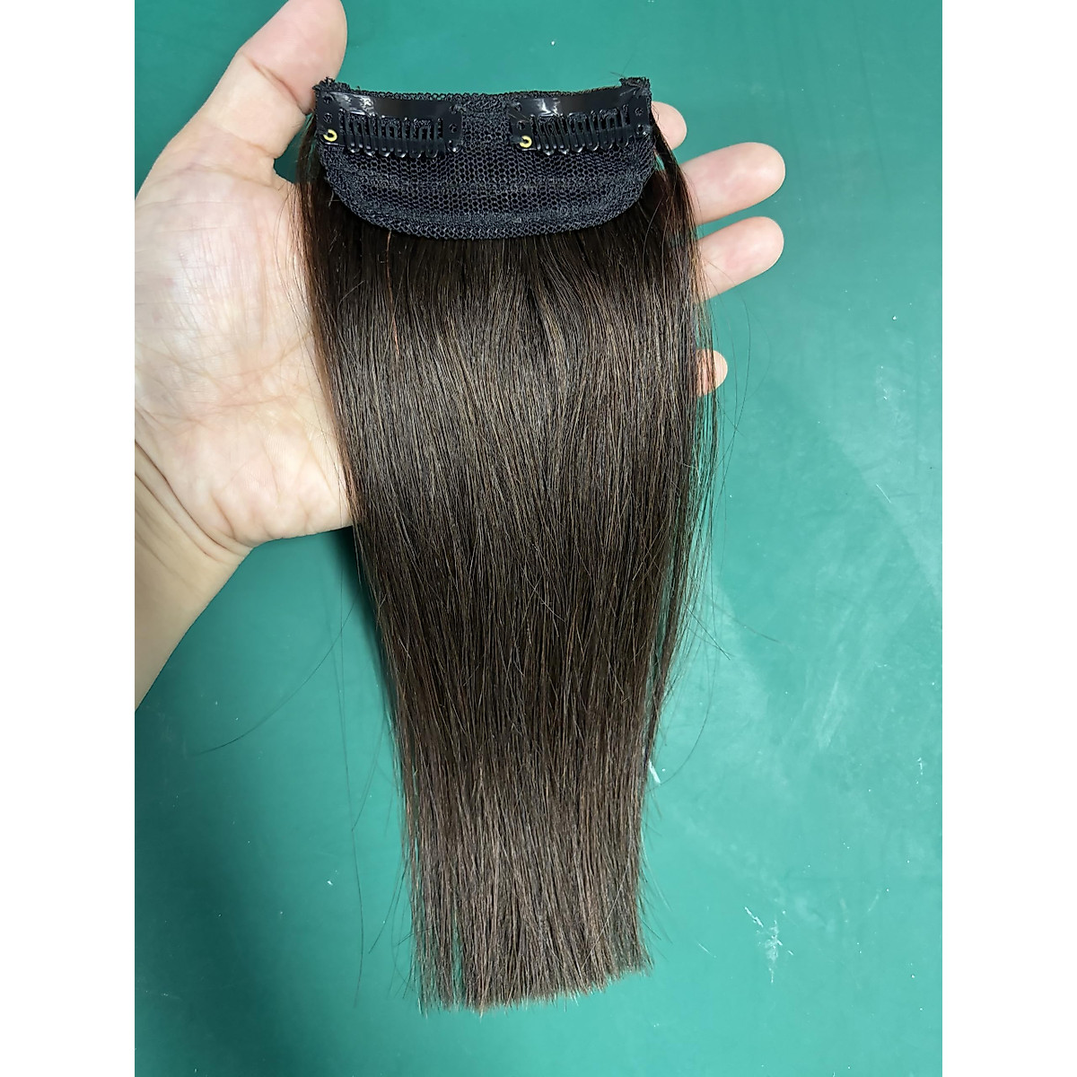 FEIPRO Real Remy Human Hair Clip in Hair Extensions Short Straight Thick Double Weft One Piece Hair Pieces for Thinning Hair Invisible Hairpin Increase Women Men Hair Volume 8 inch#2 Brown