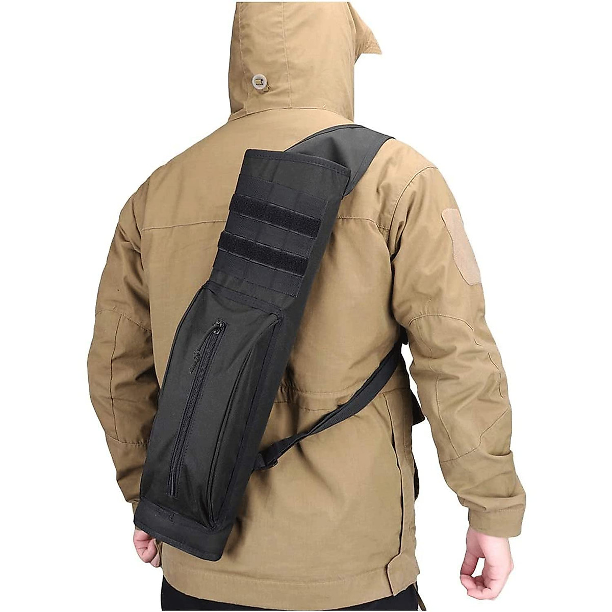 XTACER Heavy Duty Arrow Tactical Quiver Hunting Training Archery Arrow Target Quiver Holder Shoulder Bag Pouch, Back Quiver with Molle System (Black - with Molle Webbing)