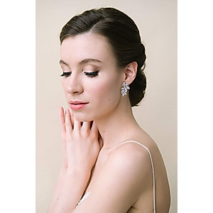 SWEETV Marquise Wedding Bridal Earrings for Birdes Bridesmaids, Silver Crystal Cubic Zirconia Cluster Stud Earrings for Women, Prom Party Jewelry Gifts