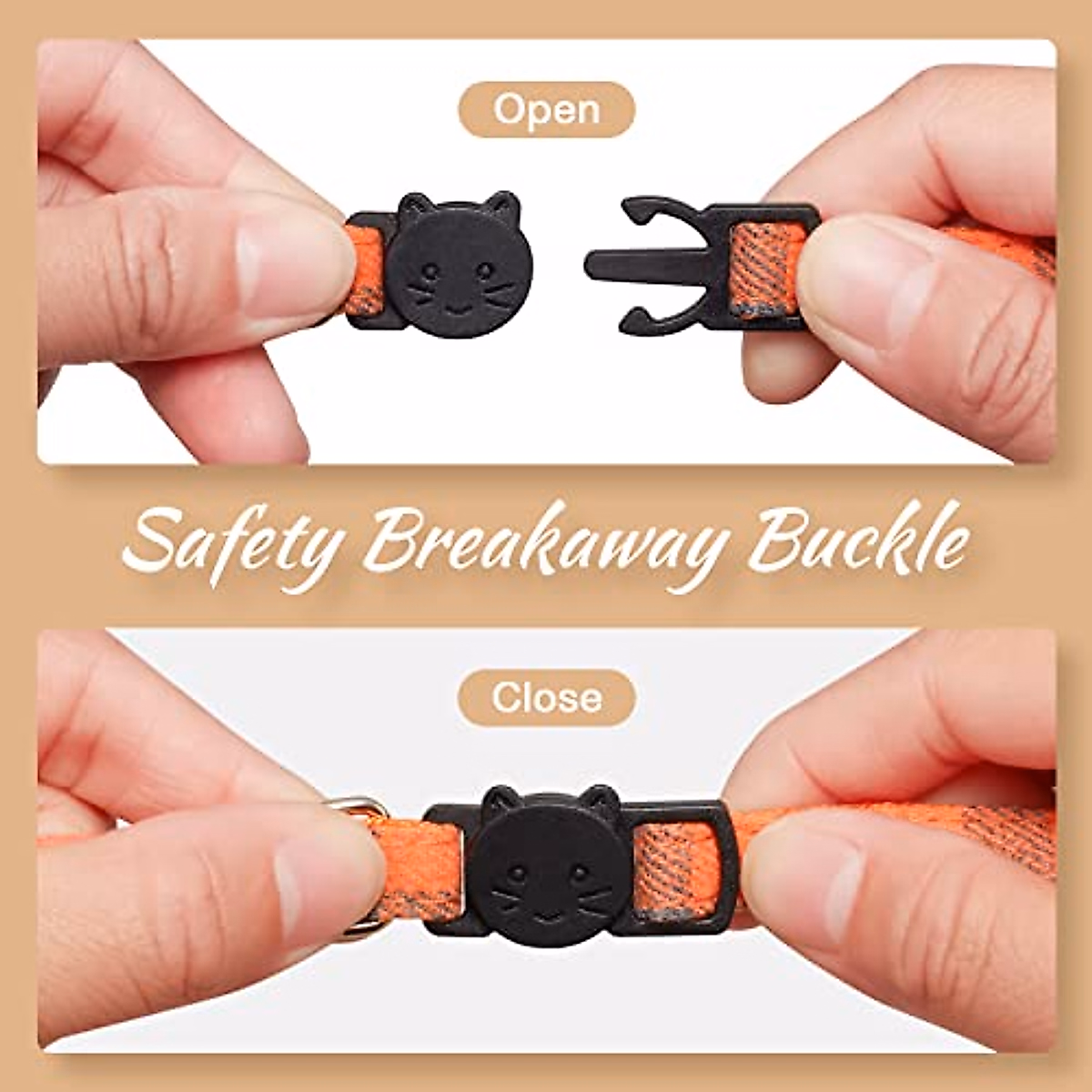 6 Pack Classic Plaid Cat Collars with Bells - Breakaway Kitten Collar and Adjustable 6-9 in,Cute Kitty Collar for Girl Boy Cats,Pet Gifts,Accessories,Supplies,Stuff