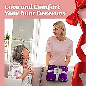 Aunt Gifts Blanket from Niece or Nephew, Aunt Birthday Gifts for Aunt Blanket, Gifts for Auntie, Best Aunt Ever Gifts from Niece, Aunt Gift, Throw Blanket 65” x 50” (Purple)