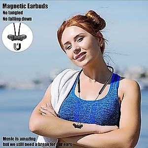 ZXQ Neckband Bluetooth Headphones,Around The Neck Wireless Workout Earbuds with Magnetic,15 Hours Playtime Deep Bass Headset, Waterproof and Sweatproof Comfortable Sport Earphone (Black)