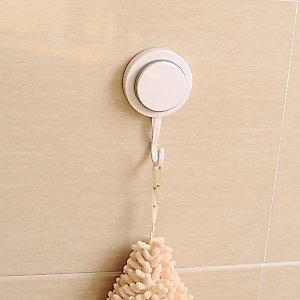 Powerful Vacuum Sucker White Wall Hooks Single Plastic Hanger Household Organization