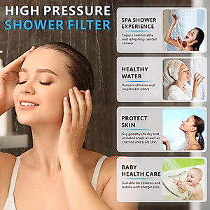 Voolan Filtered Shower Head, High Pressure Rain Shower with Handheld Shower Filter Combo with Self-adhesive Holder/59" Hose -1 Replaceable Filter Cartridge (Chrome)