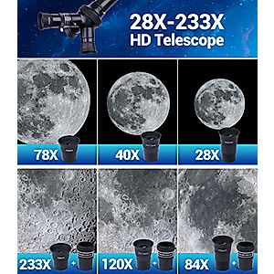 [2023 Upgraded] Telescopes for Adults Astronomy, 70mm Aperture 700mm AZ Mount Astronomical Refracting HD Telescope for Kids Beginners Telescope with Adjustable Tripod, Nylon Bag, Phone Adapter