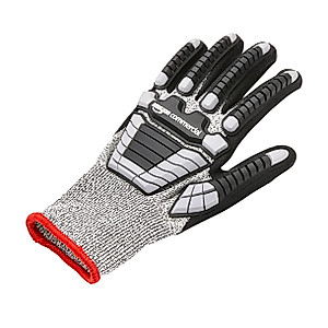 AmazonCommercial 13G SilverSilk & Sandy Nitrile Gloves with Impact Protection (Grey/Black), Size S, 1-Pair