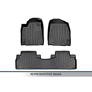 SMARTLINER Custom Fit Floor Mats 2 Row Liner Set Black for 2015-2016 Ford Explorer Without 2nd Row Center Console