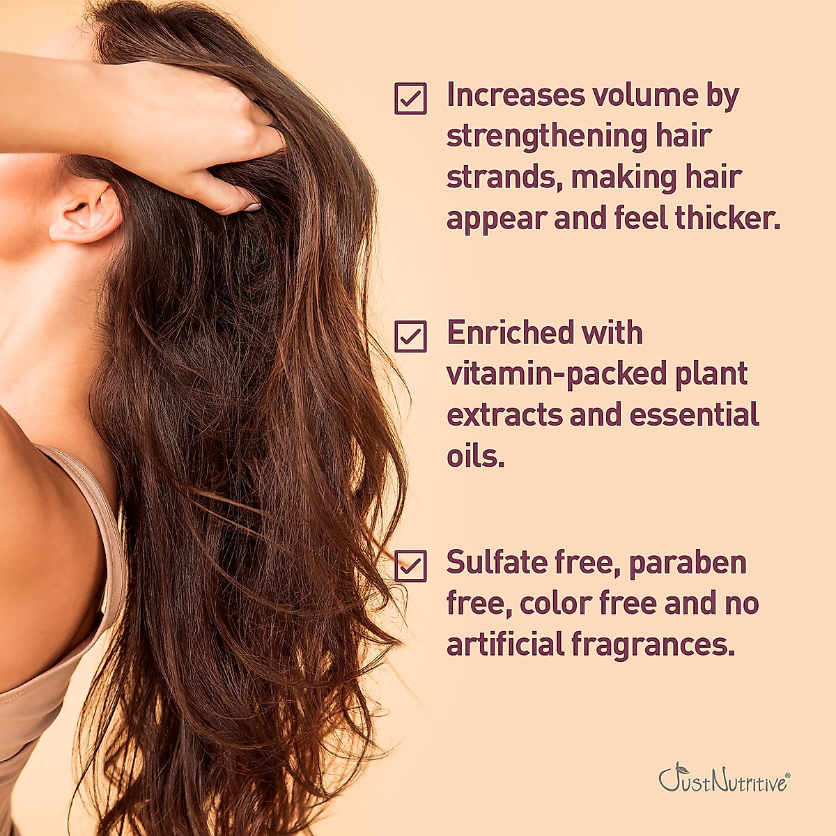 Grow New Hair Shampoo | Healthy Hair Growth | Natural Shampoo | For Both Men And Women | Hair Care | Hair Growth | Just Nutritive | 16 fl oz