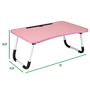 Mind Reader Woodland Collection, Portable Laptop Desk/Breakfast Table, Collapsible, Portable, Folding Legs, Pink