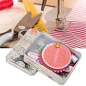 Zixyqol Portable Sewing Box,Embroidery Needle Soft Tape Measure Scissors Thimble Thread with Tinplate Case Travel Set for Home DIY Crafts Sewing