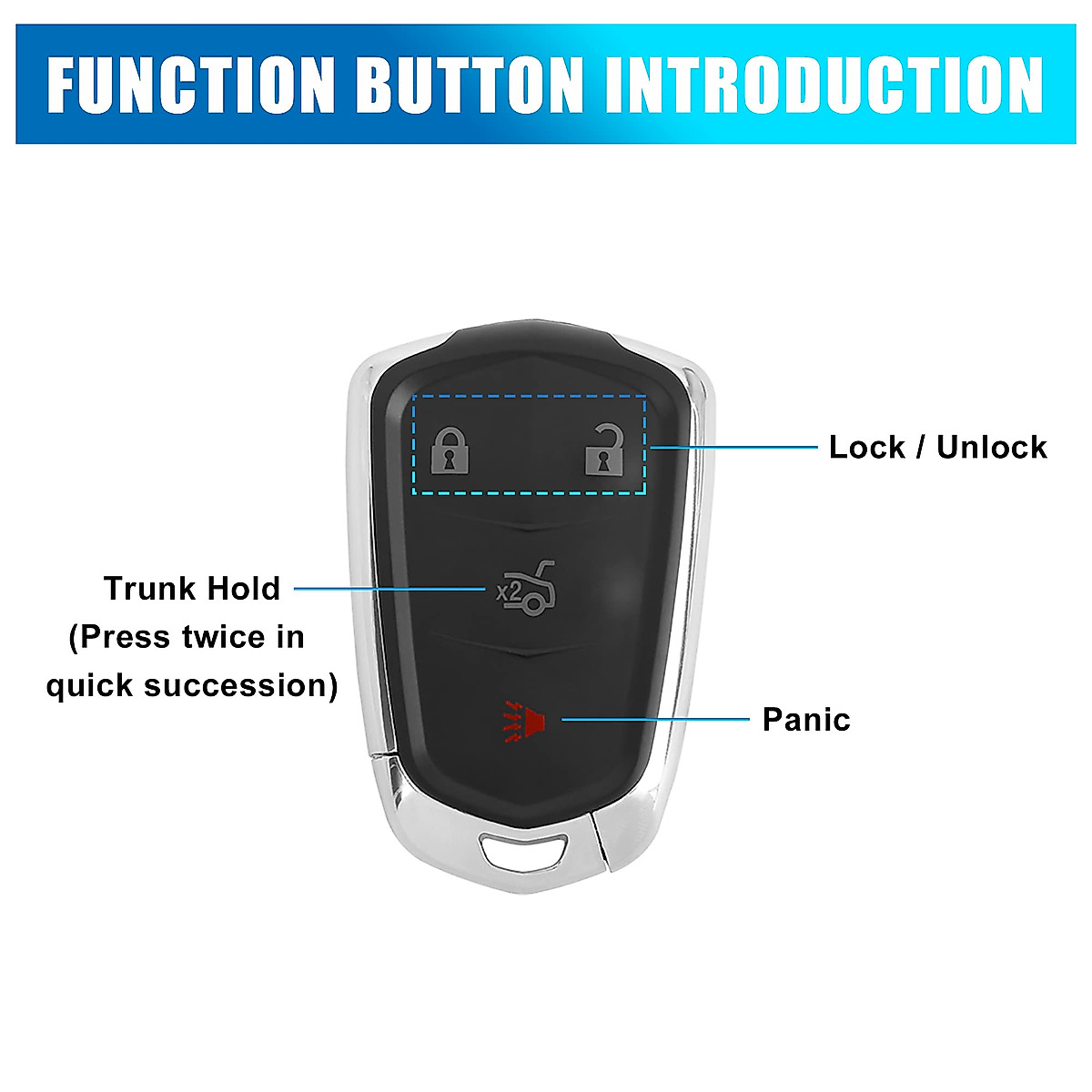 X AUTOHAUX Car Replacement Key Fob Shell Case HYQ2AB for Cadillac XTS 2015-2018 for Cadillac ATS 2015-2018 for Cadillac CTS 2014-2018 4 Key Button Black