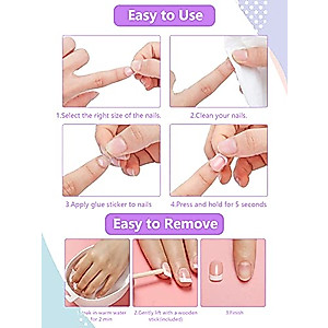 Yokilly 120pcs French Tip Press on Nails Short, Natural French Fake Nails, Acrylic False Nails Kit Including 12 Size False Nails, Multicolor Nails Tips Sets with Nail Glue Stickers, Files and Stick