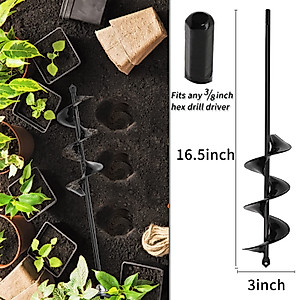 4 Set Auger Drill Bit for Planting,Heavy Duty Garden Auger Spiral Drill Bit Bulb Planter Tool for Planting Bedding Plants,Universal for Cordless Drill(1.6"x9",1.6"x16.5",3"x16.5",3"x12")