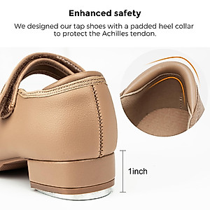 Stelle Tap Shoes for Girls Toddler Boys PU Leather Dance Shoes(Toddler/Little Kid/Big Kid)(Tan,2ML)