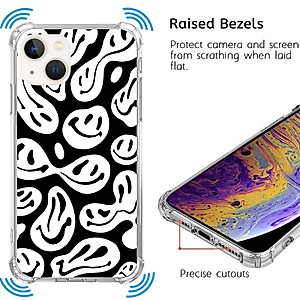 Fisgerod Black and White Smile Face iPhone Case for iphone 13, Trippy Aesthetic Melting Case for Girls Boys Women Men, Unique Trendy TPU Bumper Cover Case for iphone 13