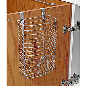 Tatkraft Fun Over The Door Grocery Bag Holder, Versatile and Easy To Use, Easy To Place on Shelves, Walls, or Cabinets, Made of Chromed Steel