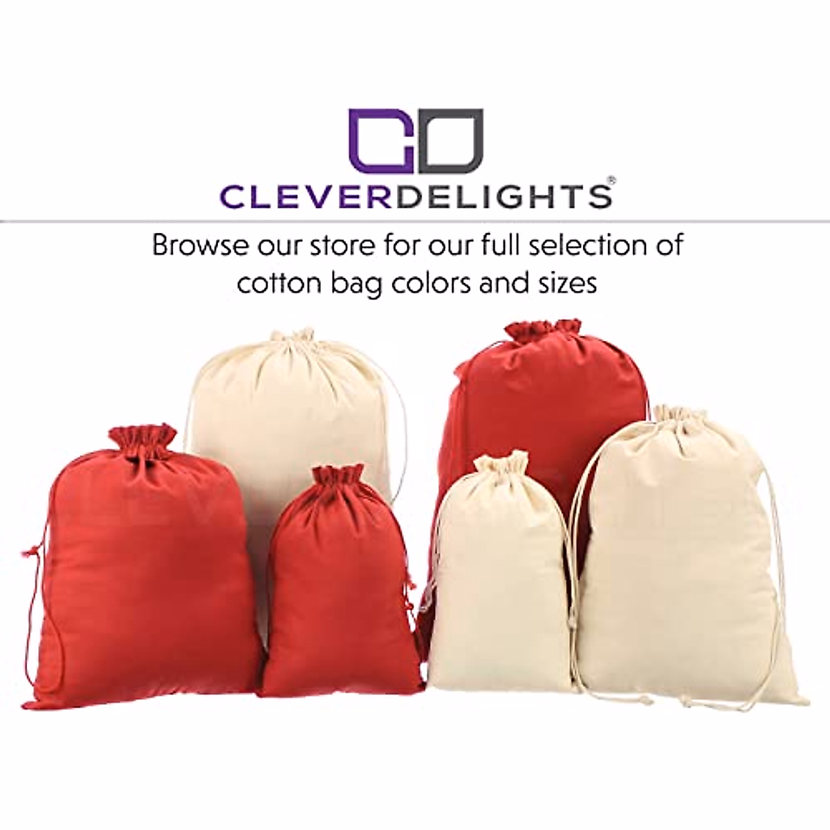 CleverDelights Cotton Bags - 12" x 16" - 10 Pack - Premium Muslin Drawstring Bag